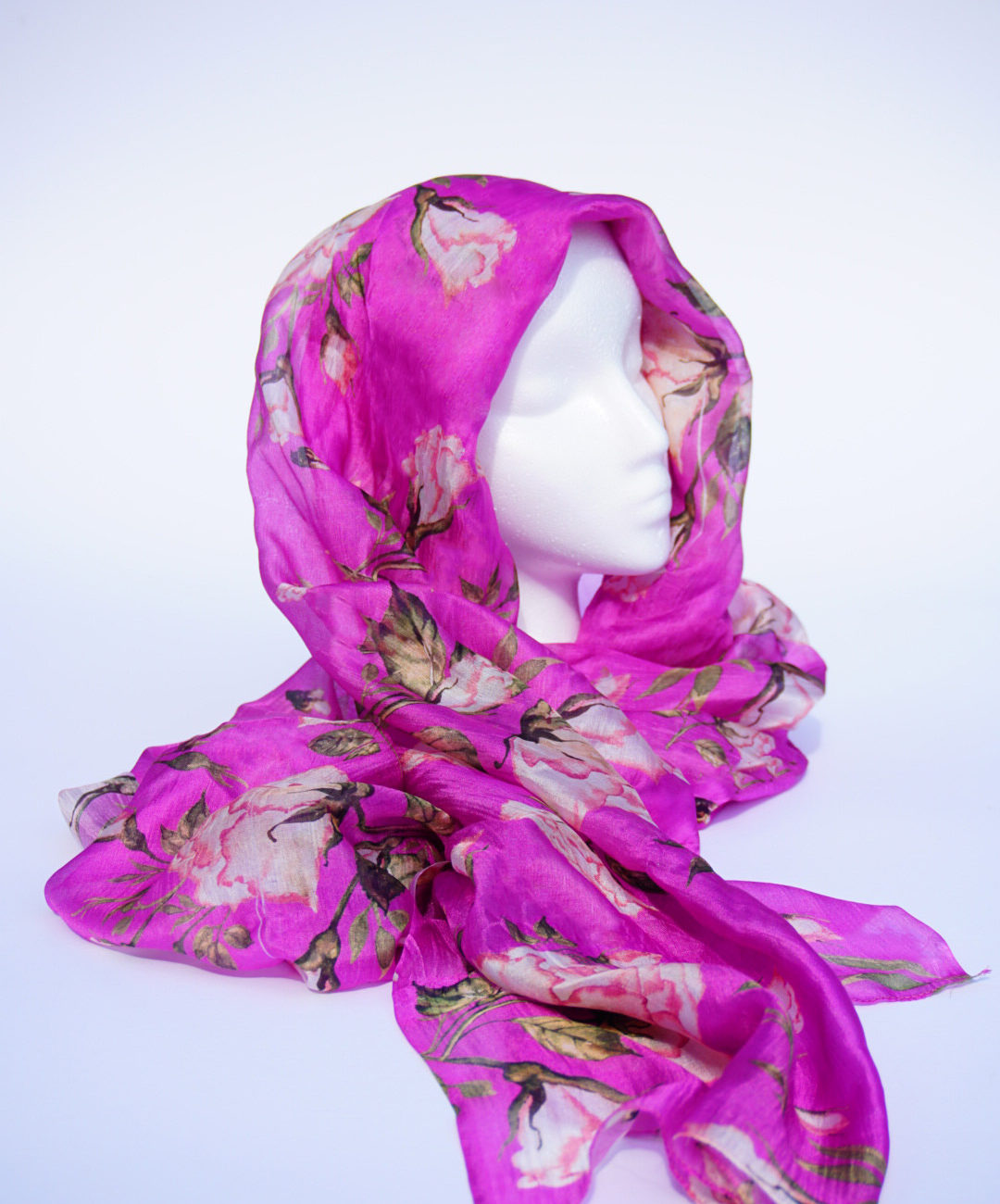 Silk Scarf Roses On Purple - Sigma Silk